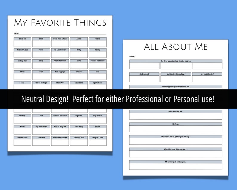 Teambuilding Activity Pages All About Me and My Favorite - Etsy