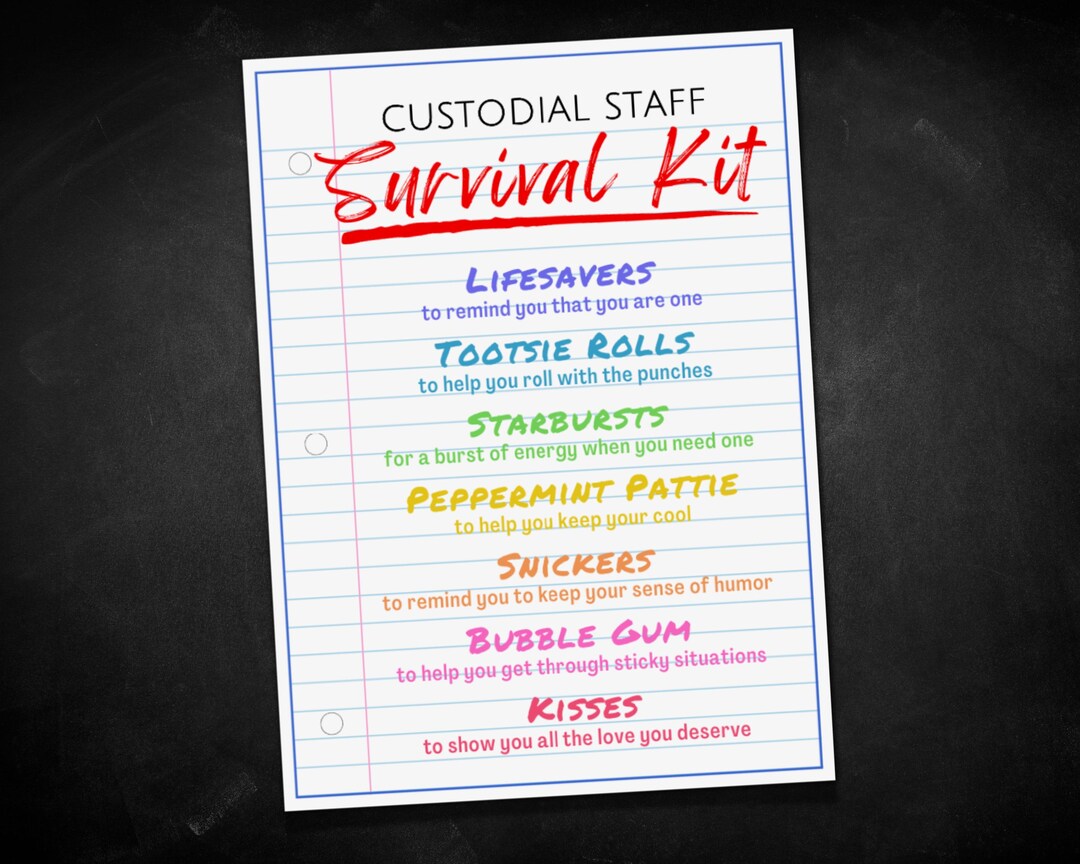 Custodial Staff Survival Kit Gift Tags, School Custodian Staff ...