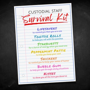 Custodial Staff Survival Kit Gift Tags, School Custodian Staff ...