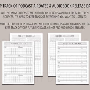 Podcast & Audiobook Trackers, Podcasts and Audio Books Calendar ...