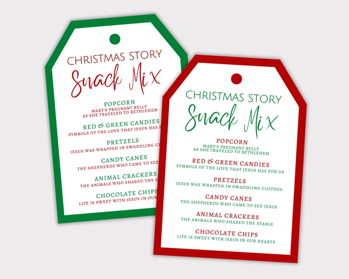 Christmas Story Snack Mix Gift Tags, Stocking Stuffer Treat Card ...