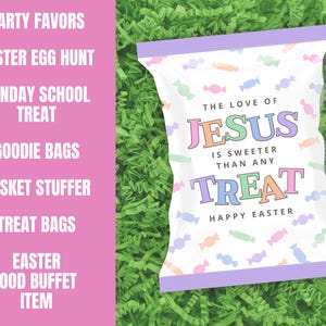 Easter Chip Bag Printable, Goodie Bag Party Favors, He is Risen Sunday ...