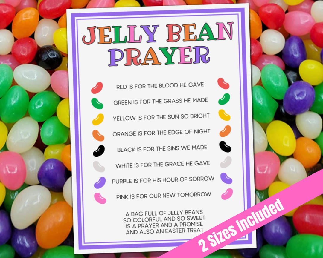 Jelly Bean Prayer Poem Printable, Religious Gift Tags, Easter Basket ...