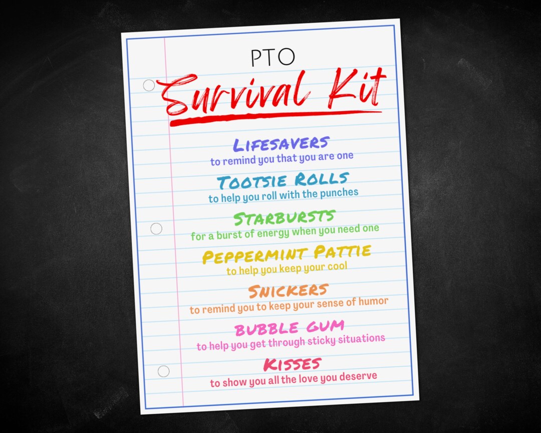 PTO Parent Teacher Organization Survival Kit Gift Tags, PTO ...