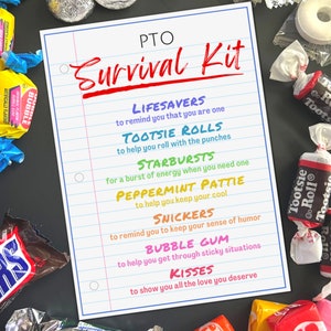 PTO Parent Teacher Organization Survival Kit Gift Tags PTO - Etsy