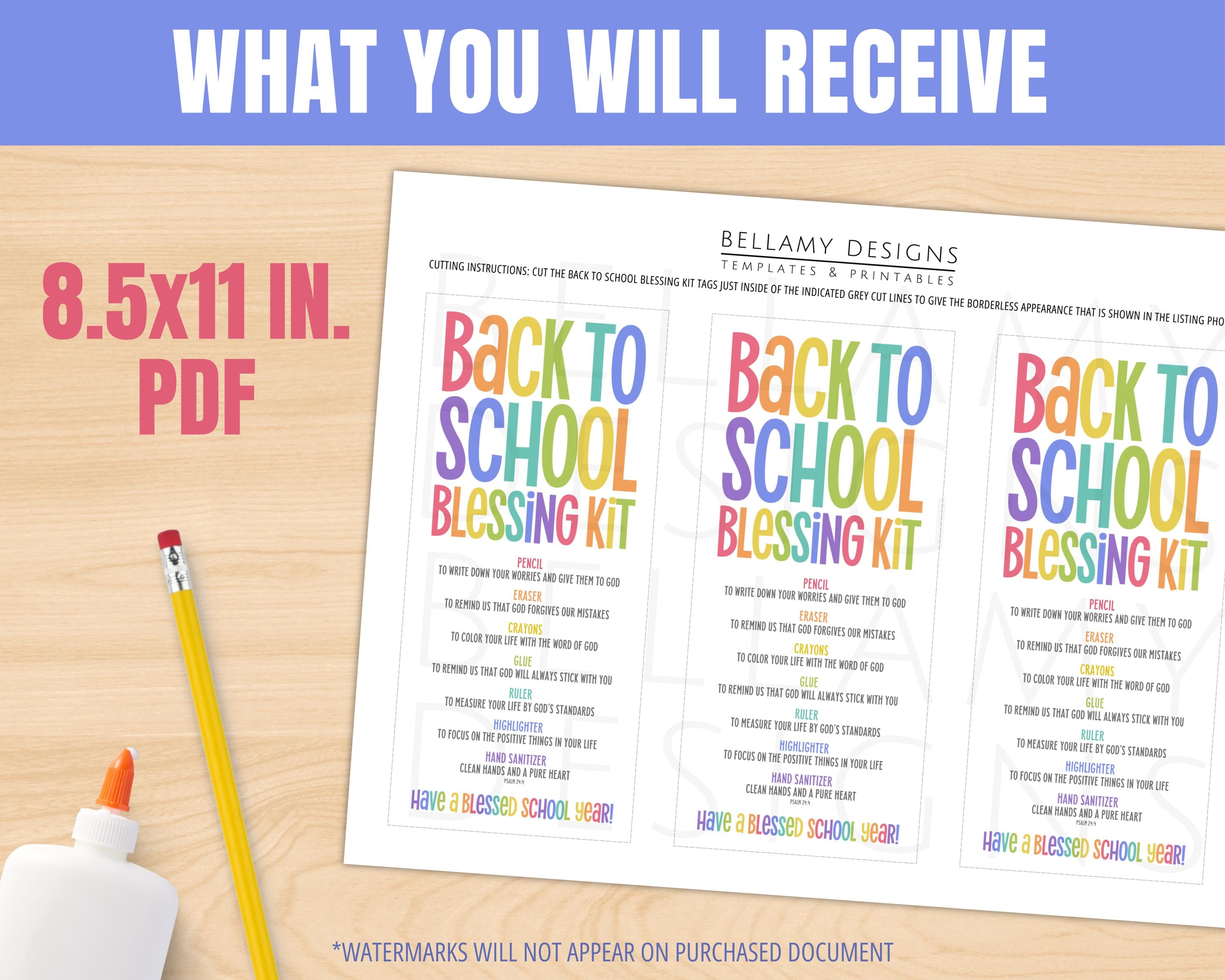 Back to School Blessing Kit Gift Tags, First Day of School Bag Tag for ...