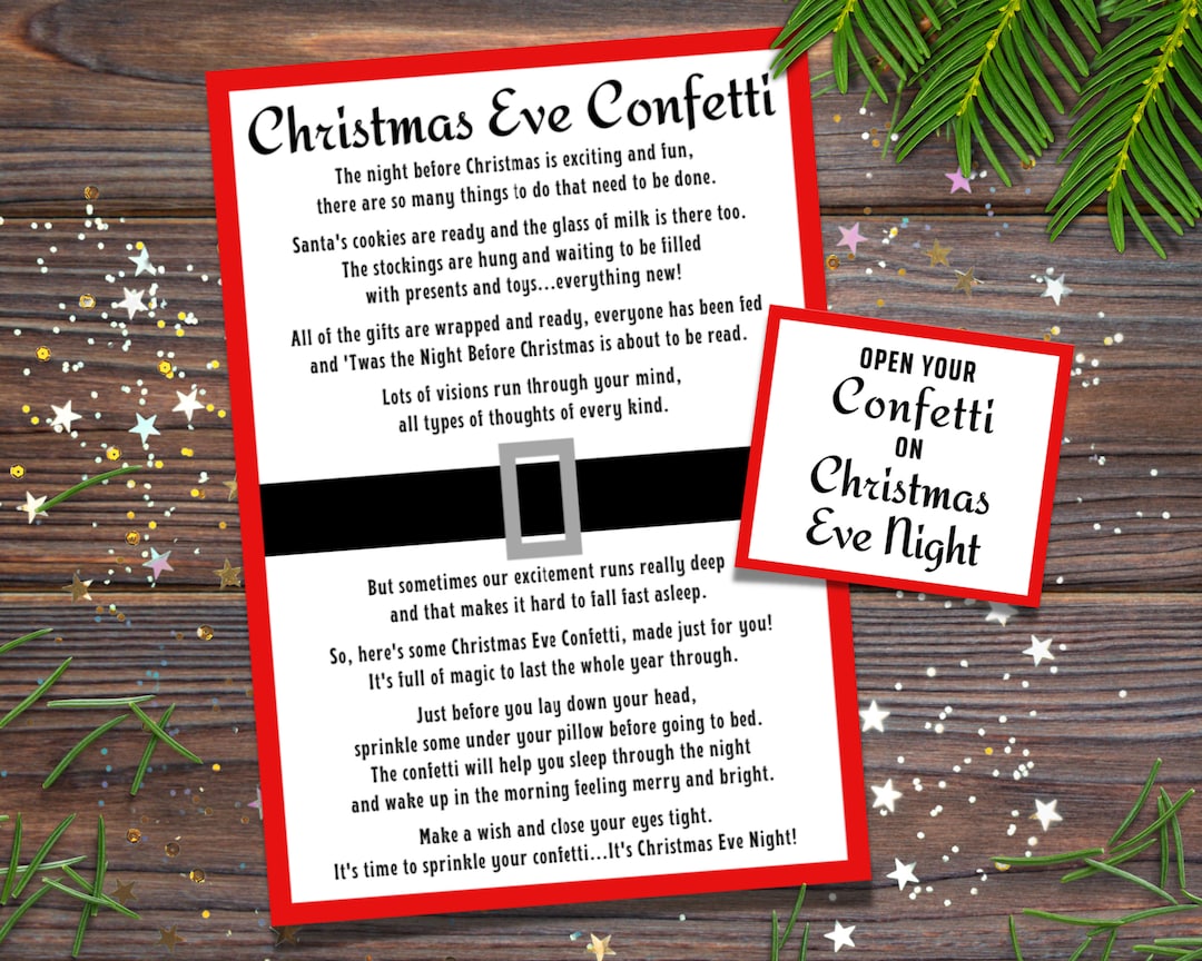 Christmas Eve Confetti Poem Tag, Christmas Eve Box Idea, Kids Xmas Idea ...
