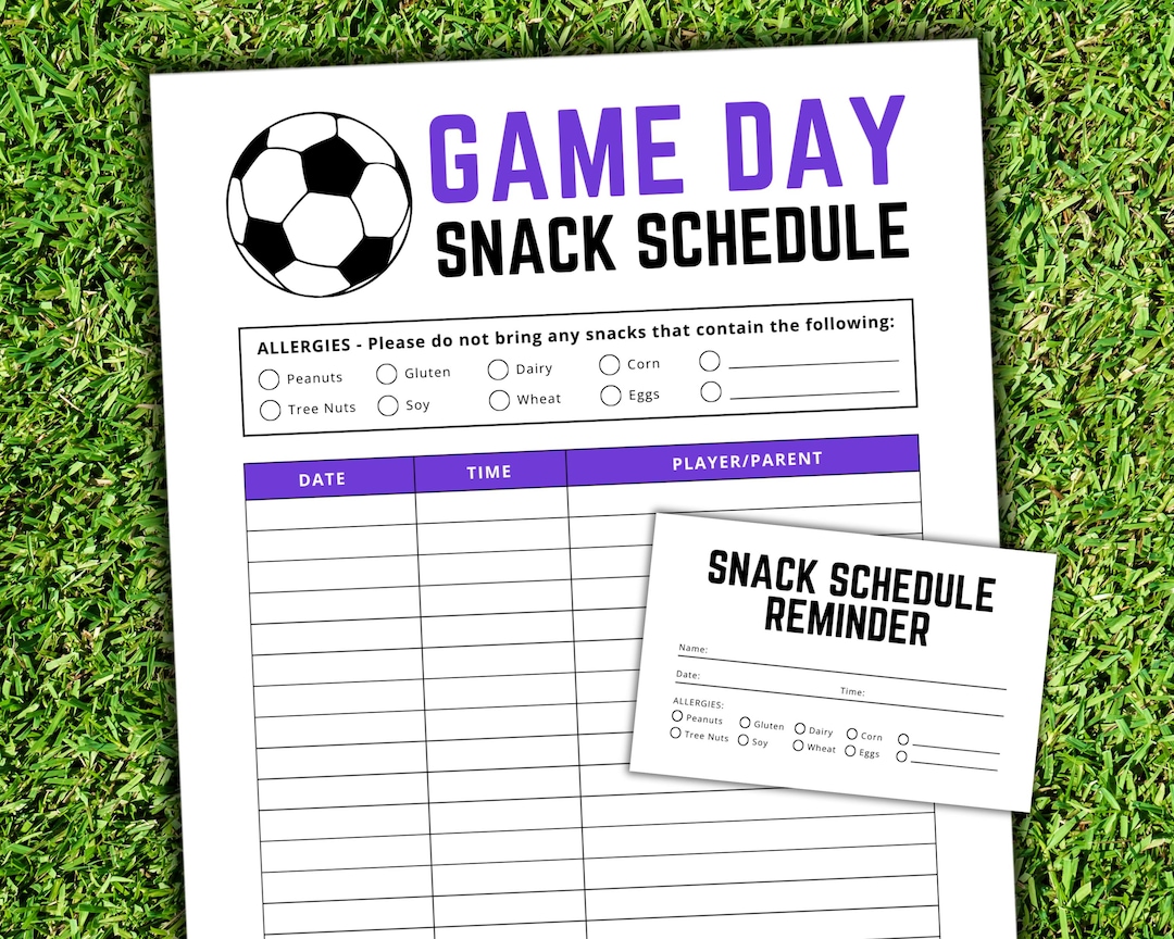 EDITABLE Soccer Snack Schedule Sign up Sheet, Soccer Coach and Soccer ...