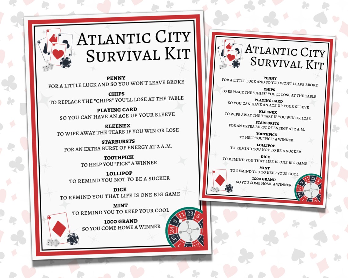 Atlantic City Survival Kit Gift Tag Casino Party Favor Girls - Etsy