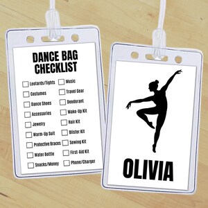 Editable Dance Bag Tag Insert, Custom Dance Equipment Gear Checklist ...
