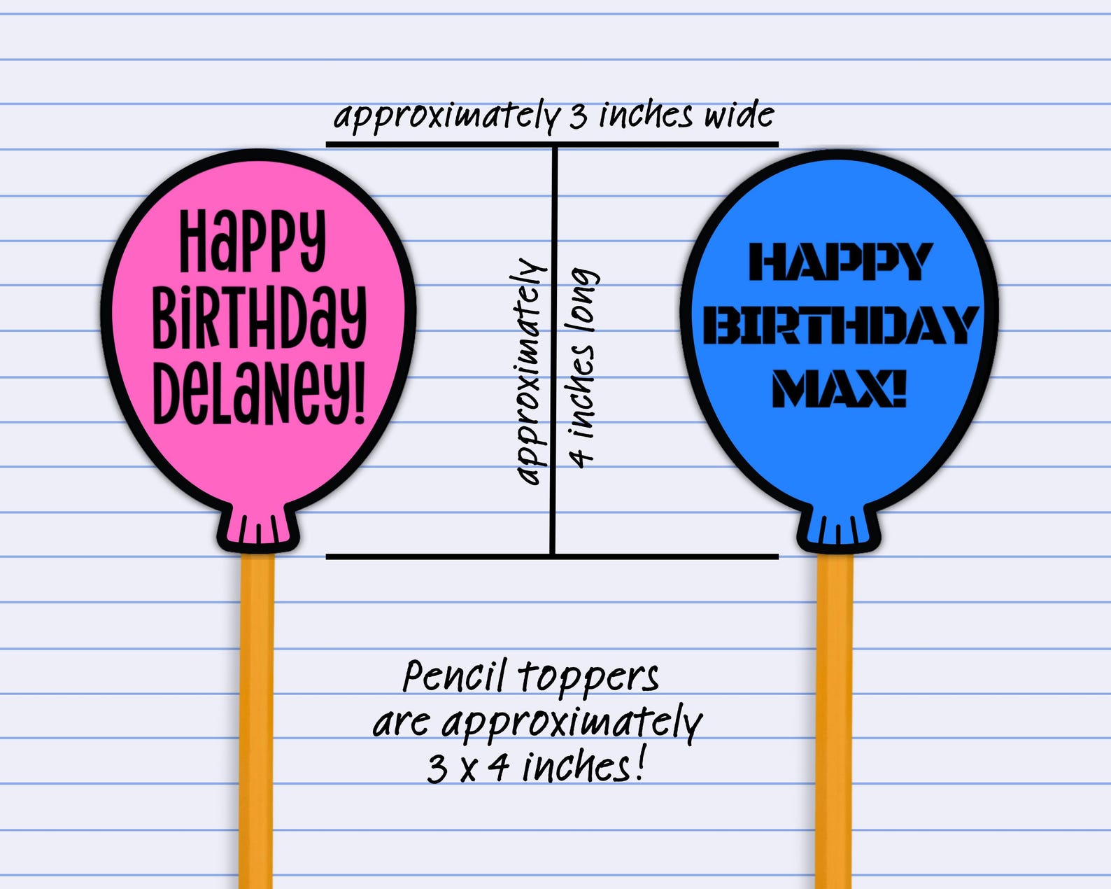 Balloon Pencil Toppers, Student Birthday Gift, Goodie Bag Party Favors ...