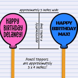 Balloon Pencil Toppers, Student Birthday Gift, Goodie Bag Party Favors ...