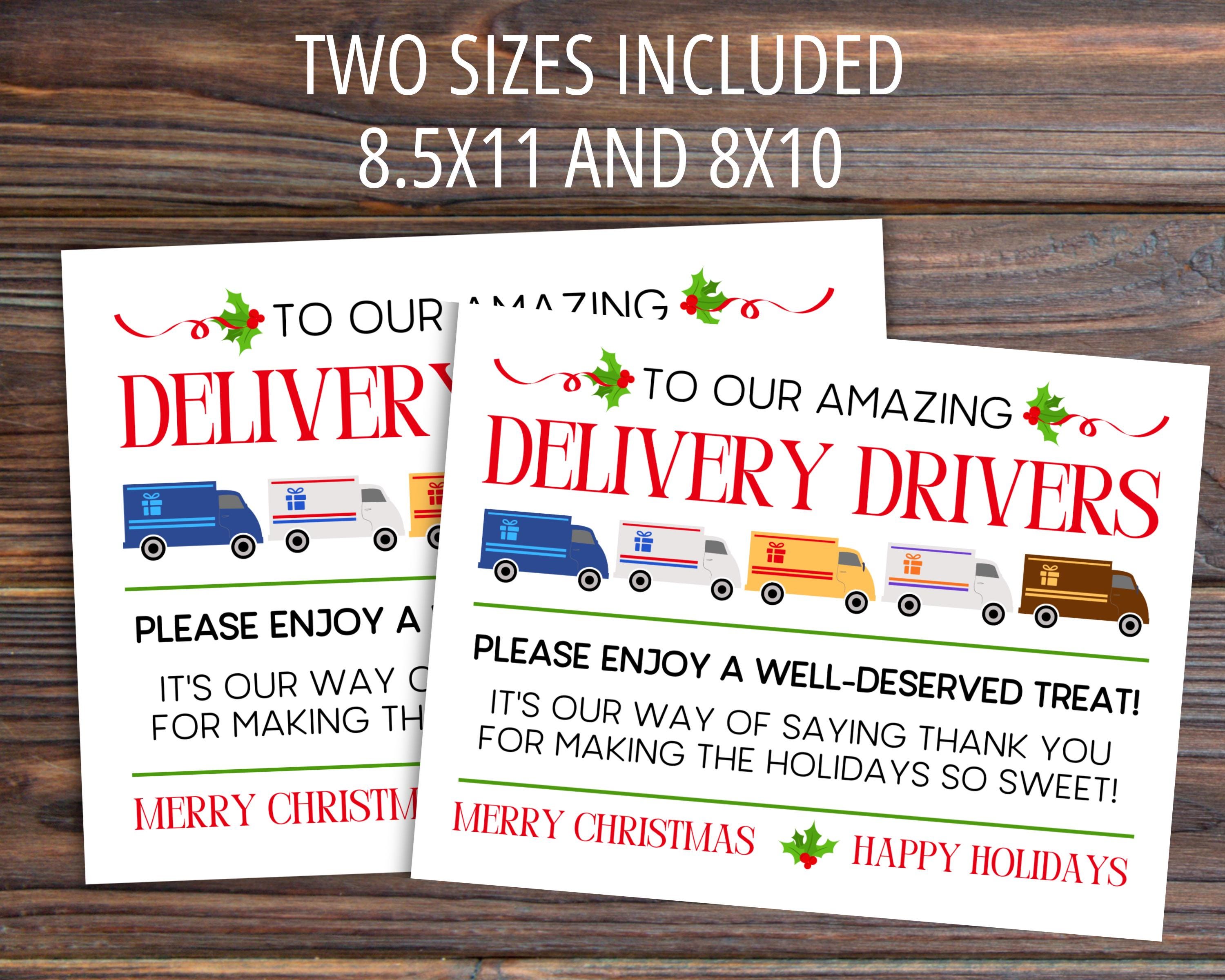 Delivery Driver Thank You Sign Printable, Christmas Package Delivery ...