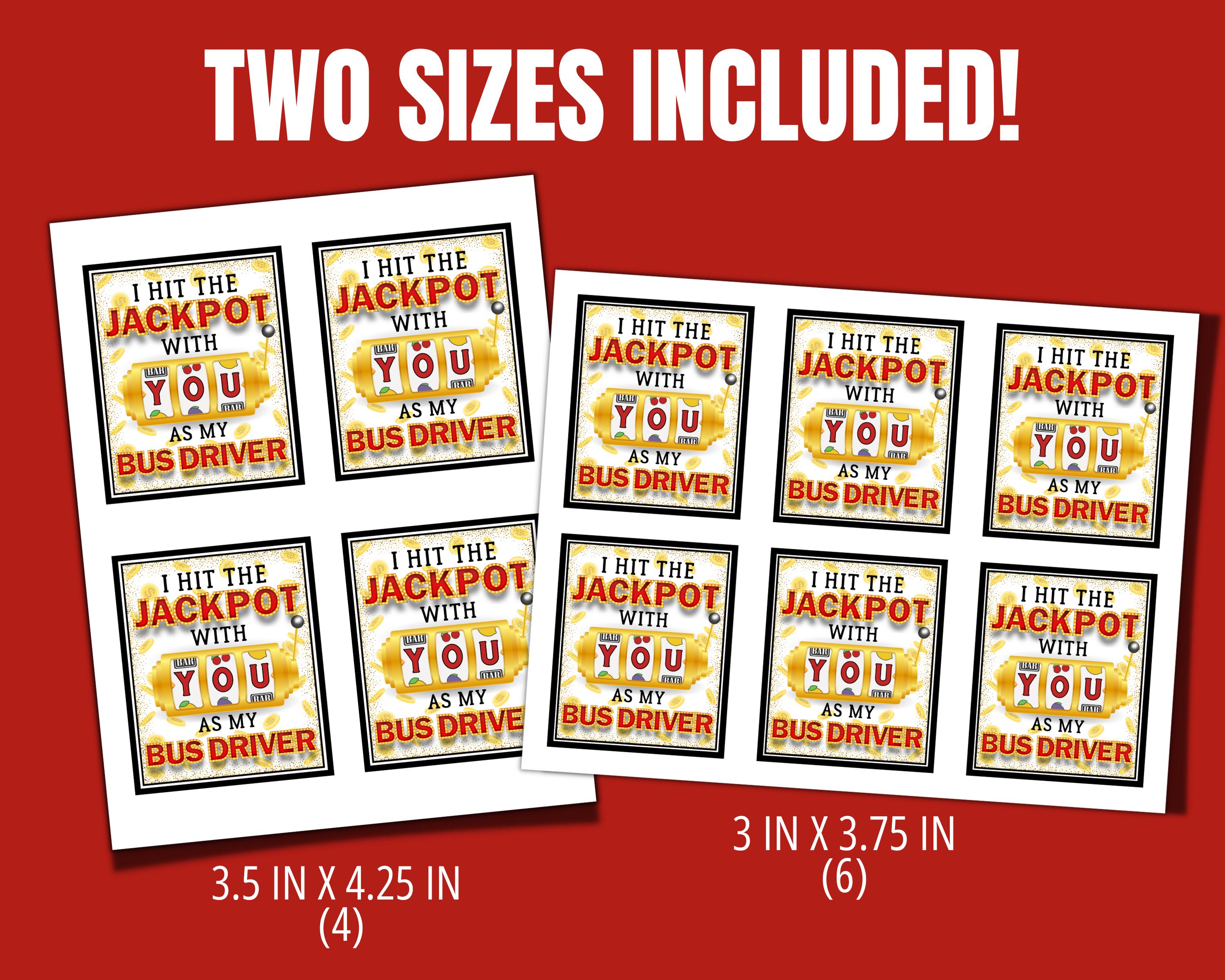 School Bus Driver Gift Tags, Hit the Jackpot or Lottery Tags ...