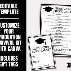 Editable Graduation Survival Kit Gift Tags, Graduation Party Favors ...