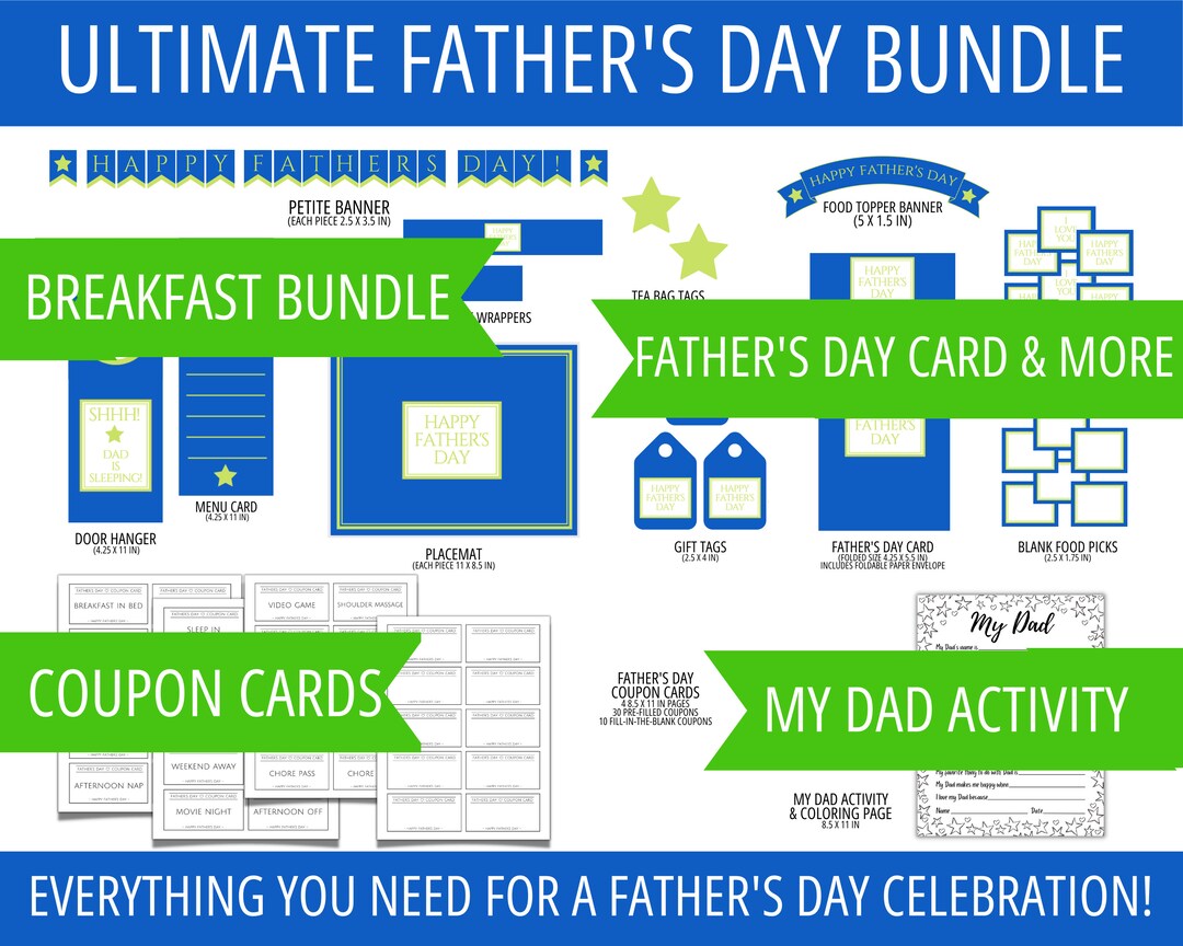 Ultimate Father's Day Bundle Printables Include Breakfast Bundle ...