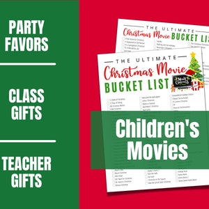 Christmas Movie Bucket List, Family Movie Night Printable, Xmas Movie ...