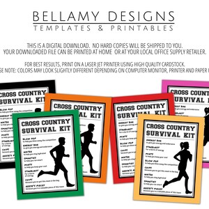Editable Cross Country Survival Kit Tags, Boys & Girls Cross Country ...