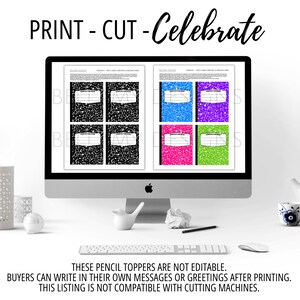 Back to School Gift Pencil Toppers, Composition Notebook Printable for ...