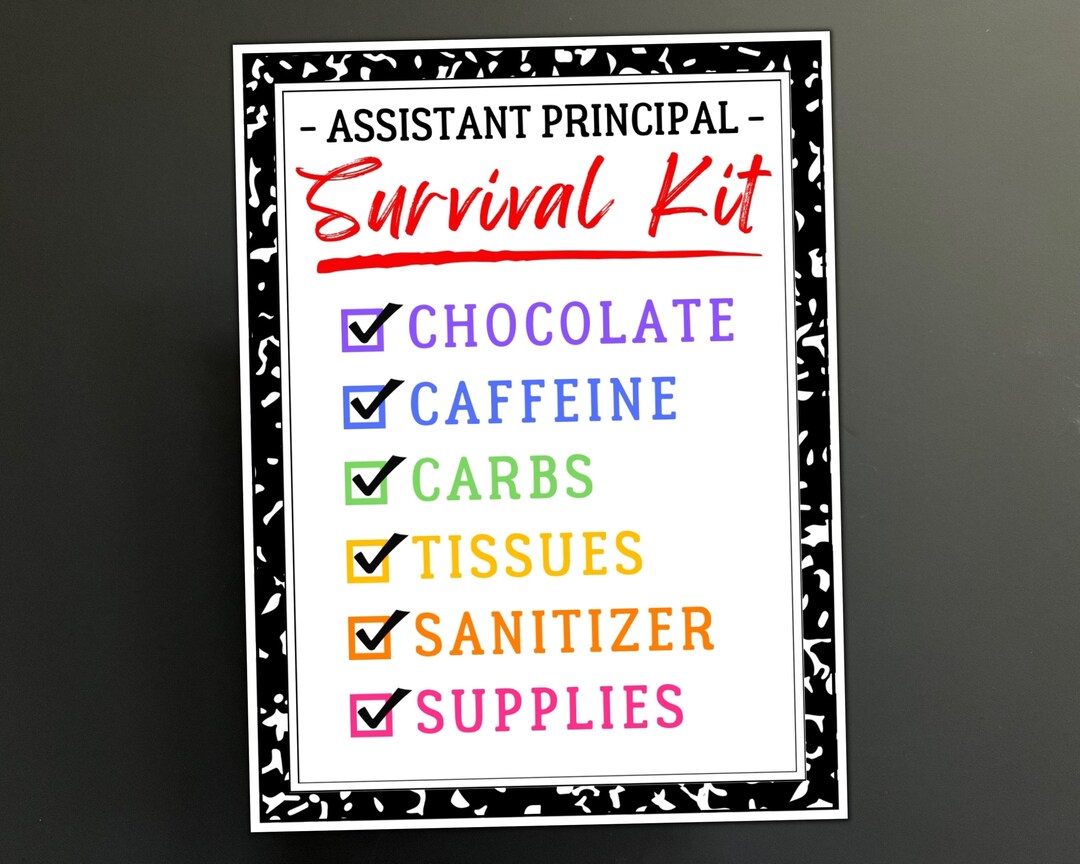 Assistant Principal Survival Kit Gift Tag, School Principal Day Thank ...