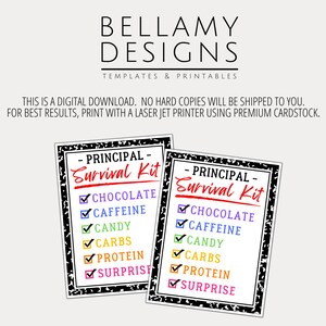 Principal Survival Kit Gift Tags, Principal Appreciation Day Care ...