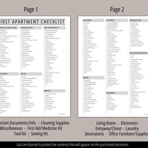 First Apartment Checklist Printable, Apartment Essentials Packing ...