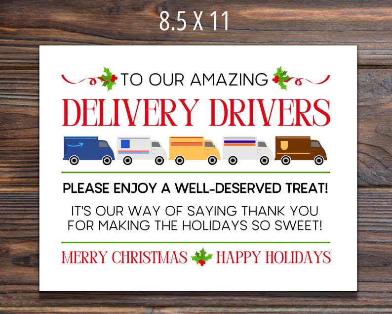 Delivery Driver Thank You Sign Printable Christmas Package - Etsy