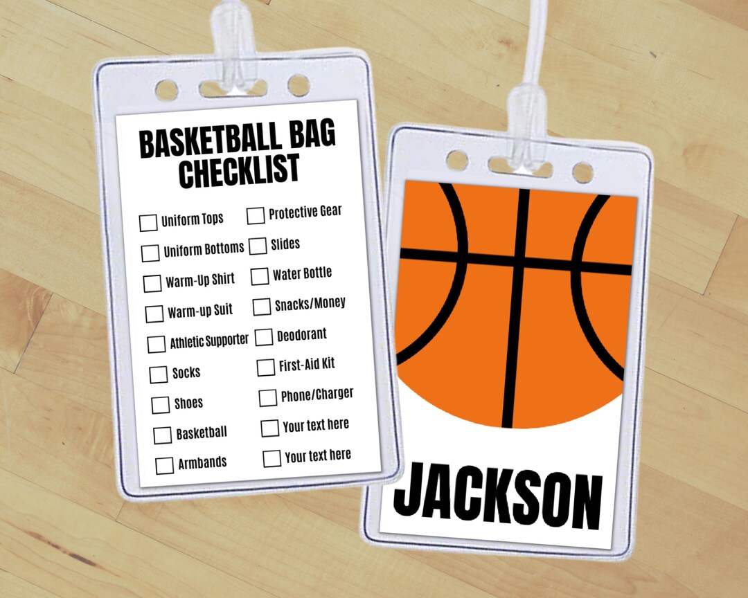 Editable Basketball Bag Tag Insert, Custom Basketball Equipment Gear ...