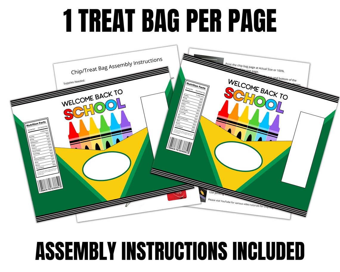 Welcome Back to School Chip Bag, 1st Day Crayon Box Printable, Staff ...