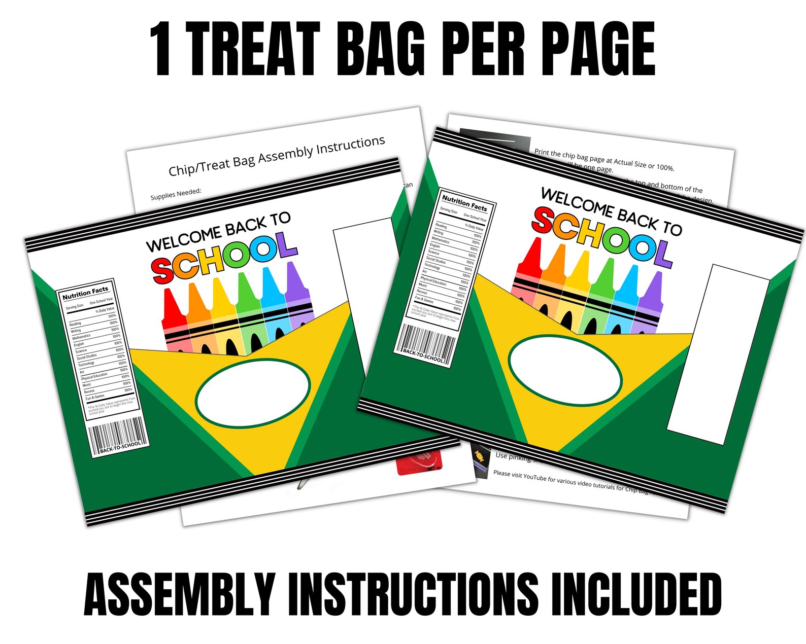 Welcome Back to School Chip Bag, 1st Day Crayon Box Printable, Staff ...