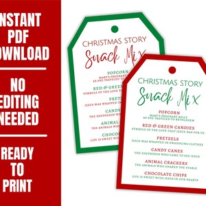 Christmas Story Snack Mix Gift Tags, Stocking Stuffer Treat Card ...