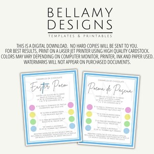 Easter Poem Spanish Version Candy Gift Tags Printable, Easter Basket ...