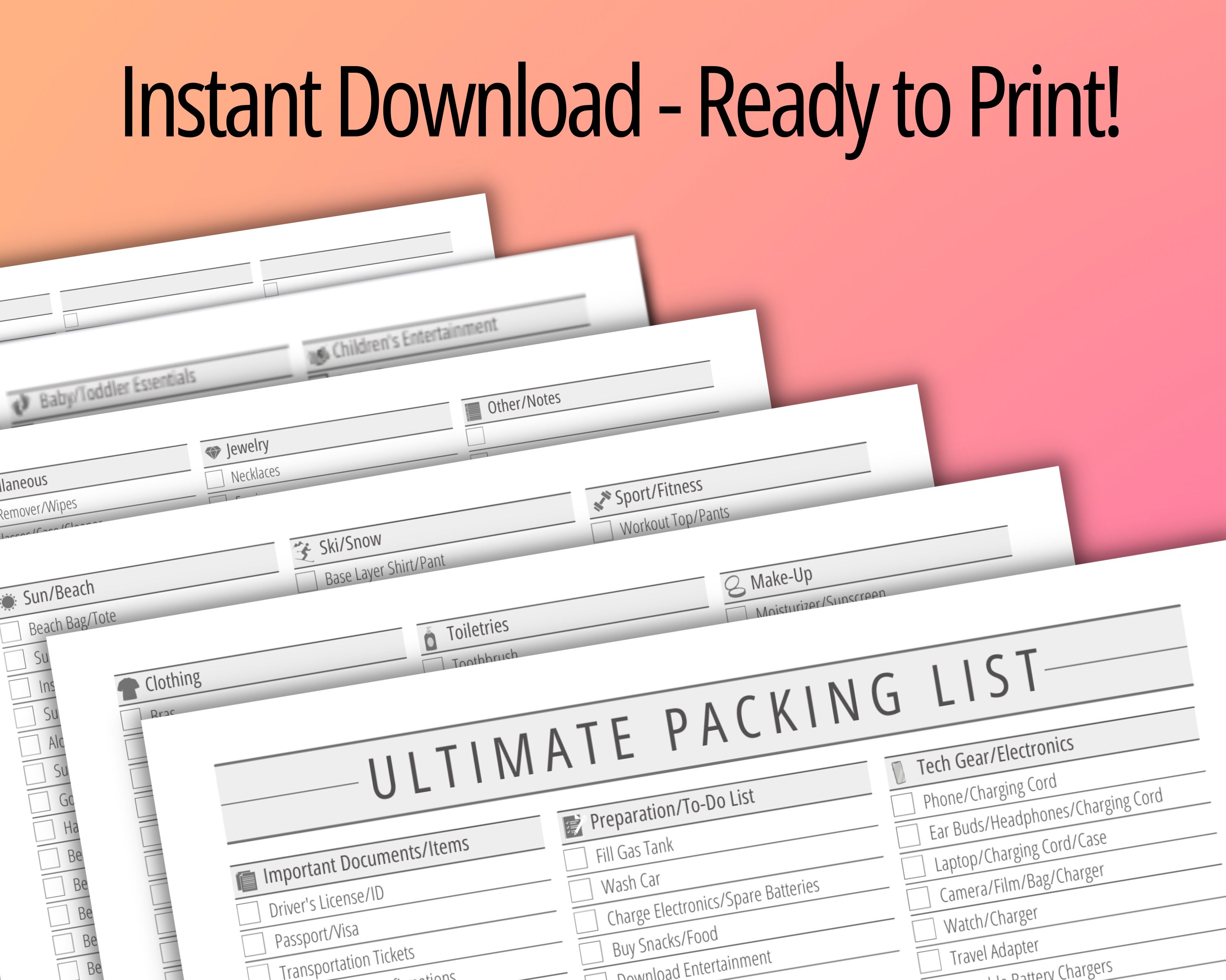 Ultimate Packing List Printable Packing Planner List Planner - Etsy