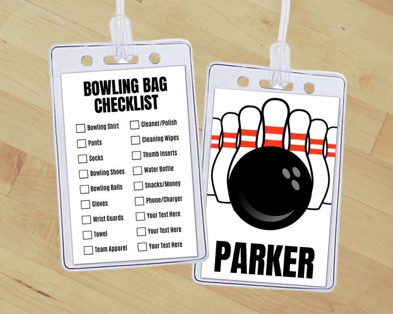 Editable Bowling Bag Tag Insert, Custom Bowling Equipment Gear ...