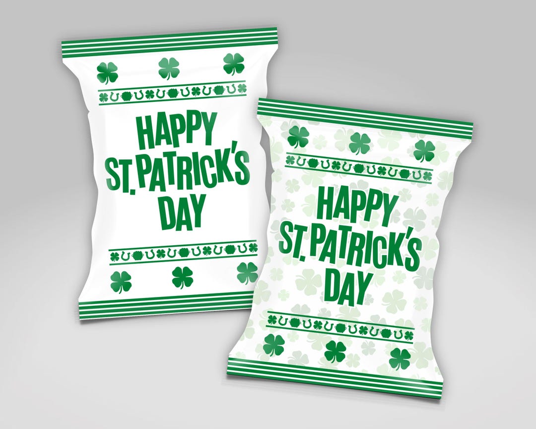 St Patrick's Chip Bag Printable, St Patricks Day Party Favors, Shamrock ...