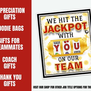 Hit the Jackpot Sports Team Gift Tags, Team Appreciation, Jackpot ...