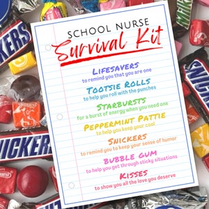 School Nurse Survival Kit Gift Tags, Registered Nurse Appreciation ...