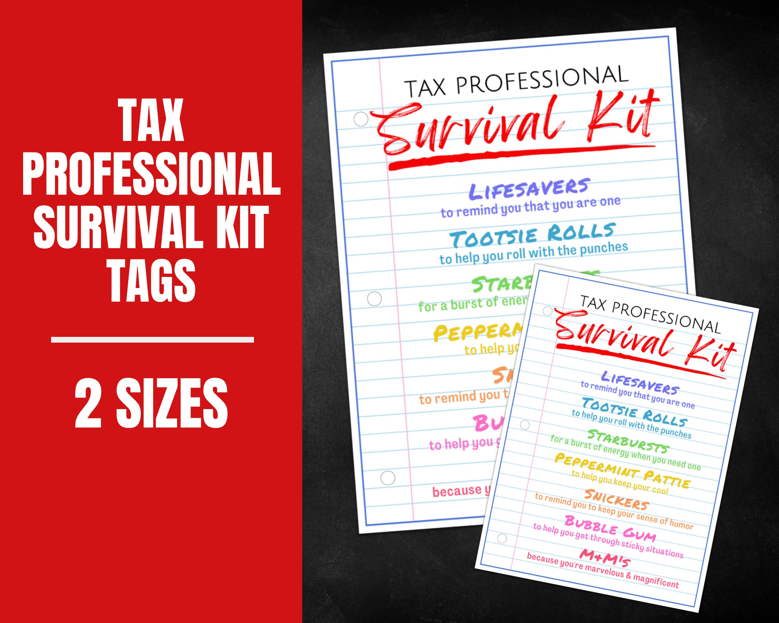 Tax Professional Survival Kit Gift Tags, Tax Preparation Appreciation ...