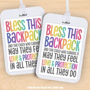 Backpack Blessings Gift Tags, Bless This Backpack, Back to School Prayer Cards, Sunday School ...