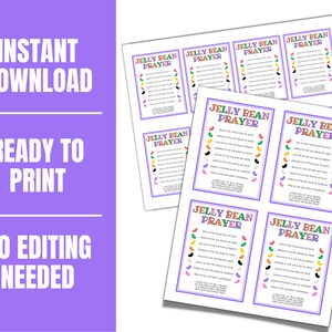 Jelly Bean Prayer Poem Printable, Religious Gift Tags, Easter Basket ...