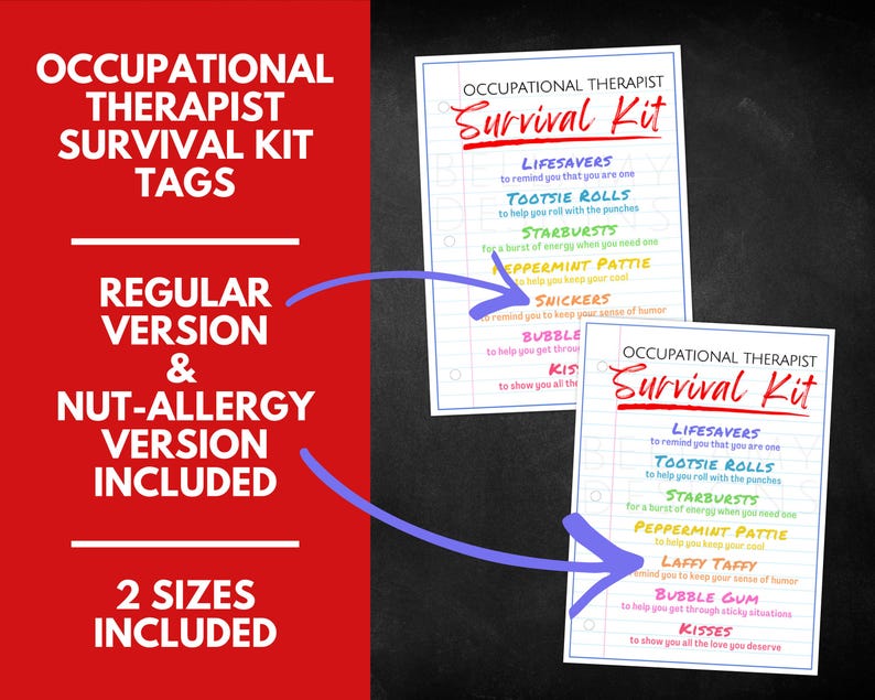 Occupational Therapist Survival Kit Gift Tags, Occupational Therapy ...