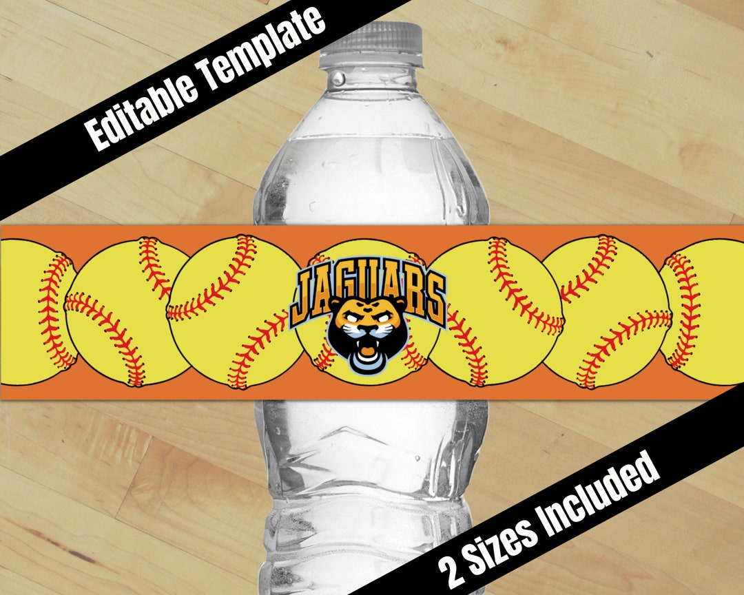 Editable Softball Water Bottle Wrapper, Printable Party Favors for ...