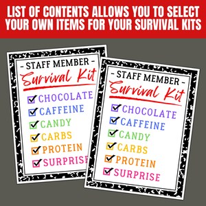 Staff Member Survival Kit Gift Tags, Employee Staff Appreciation Day ...