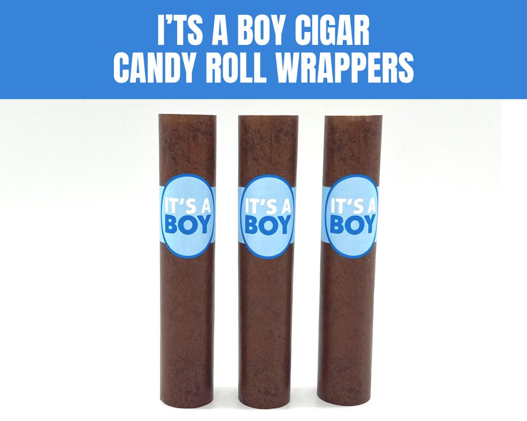 It's a Boy Cigar Wrappers, Printable Candy Roll Wrapper, Goodie Bag ...