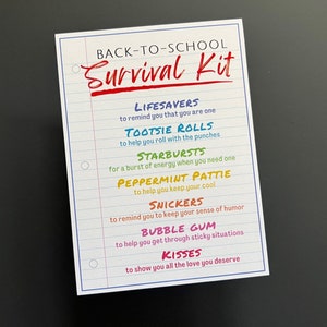Back-to-school Survival Kit Gift Tags Great Idea for Kids or - Etsy