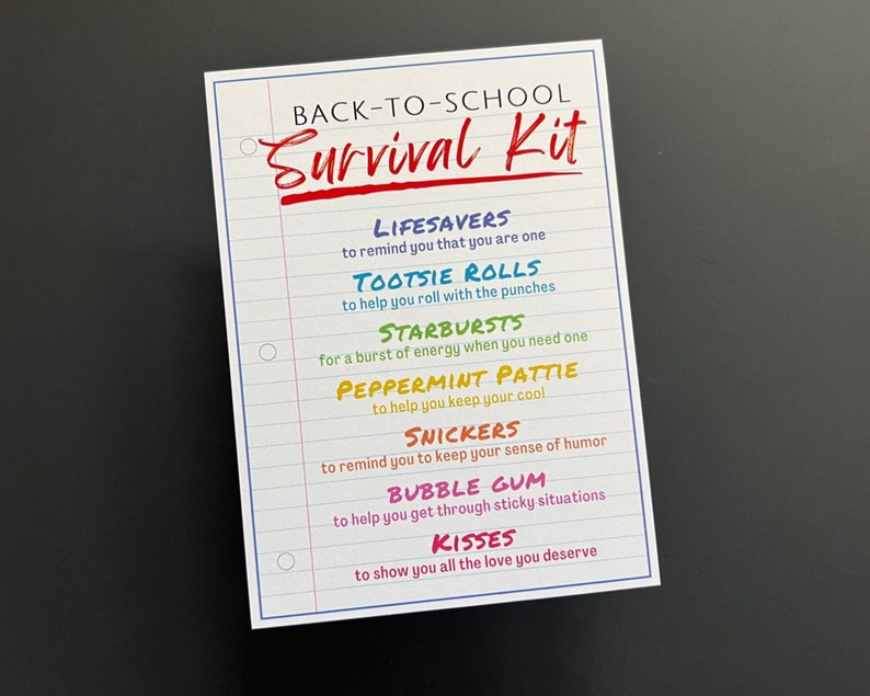 Back-to-school Survival Kit Gift Tags Great Idea for Kids or - Etsy