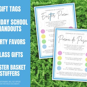 Easter Poem Spanish Version Candy Gift Tags Printable, Easter Basket ...