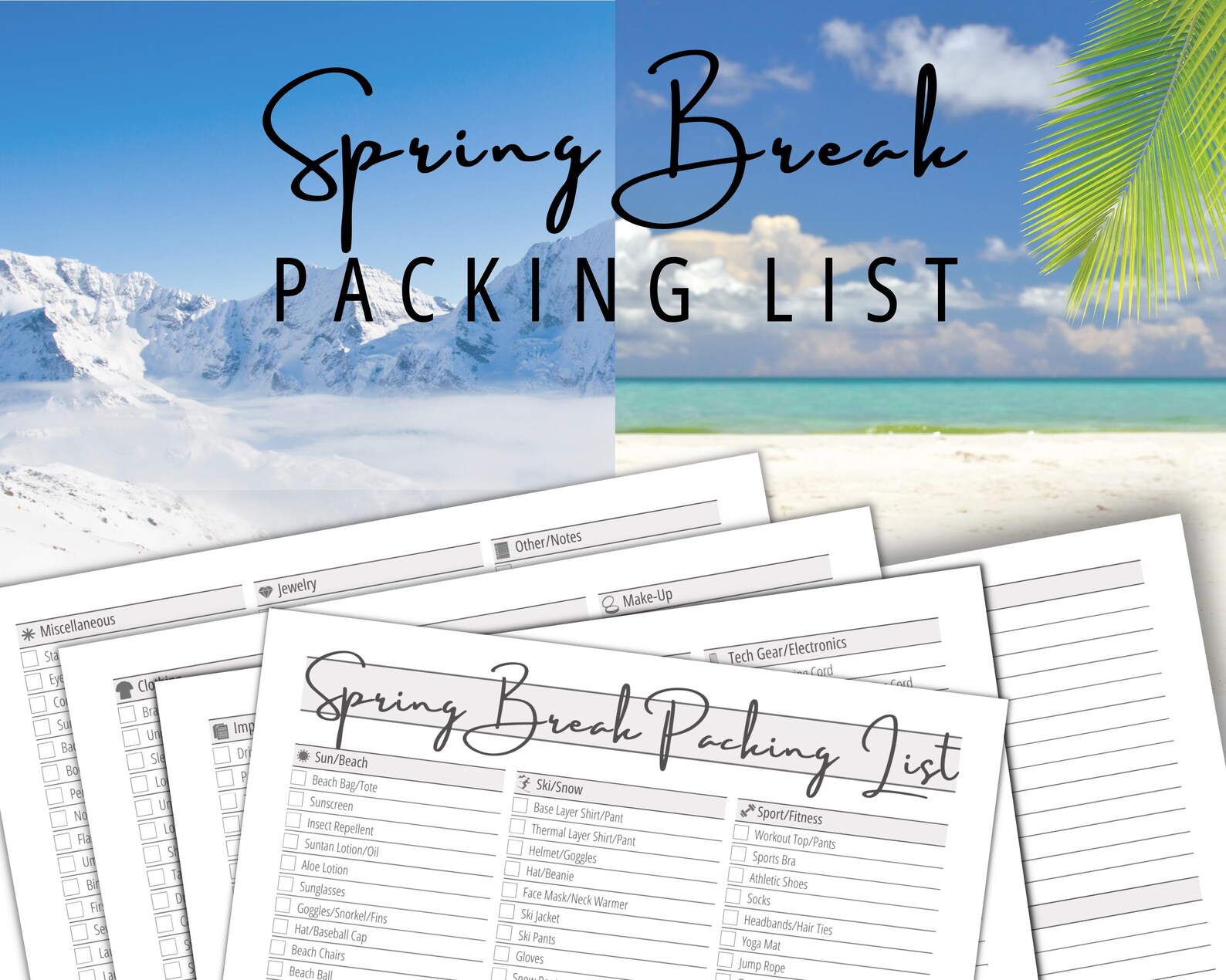 Spring Break Packing List, Vacation Packing Checklist, Packing ...