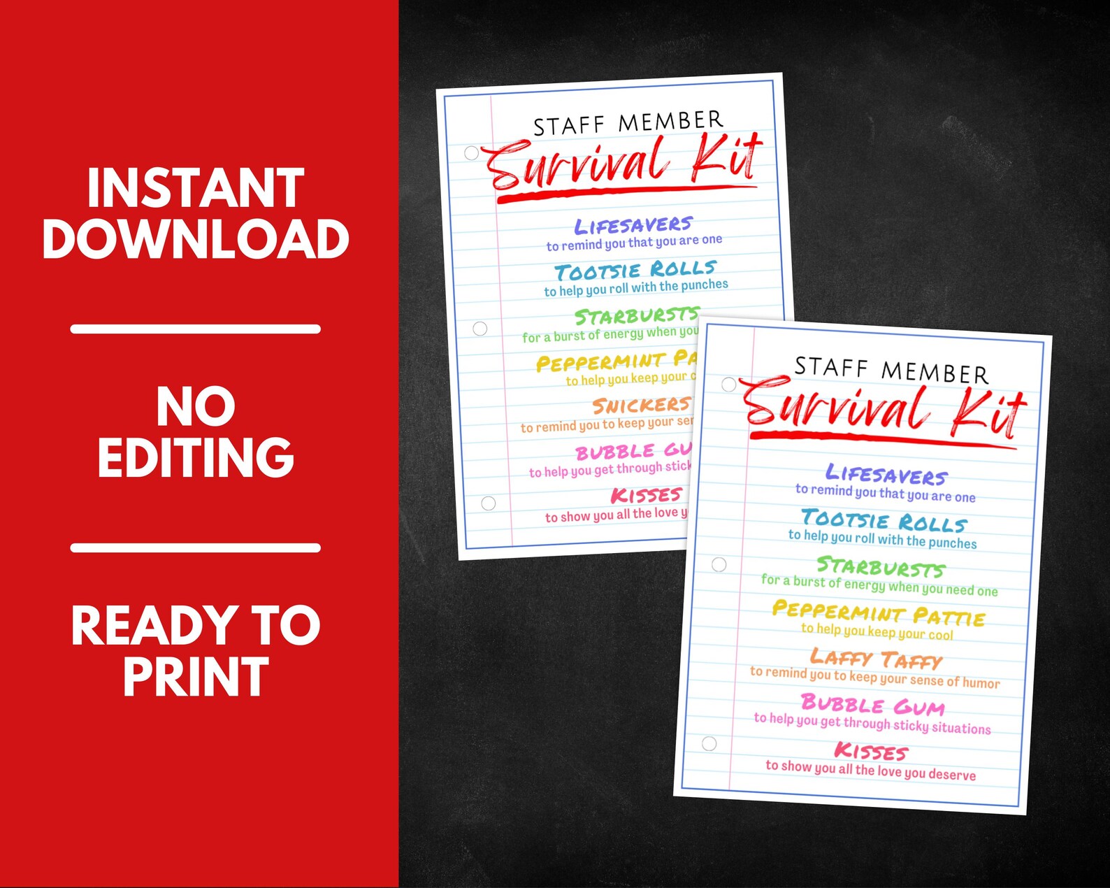 Staff Member Survival Kit Gift Tags, Staff Appreciation and Thank You ...