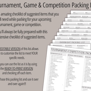 Sports Packing List, Tournament Game Competition Checklist for Athletes ...